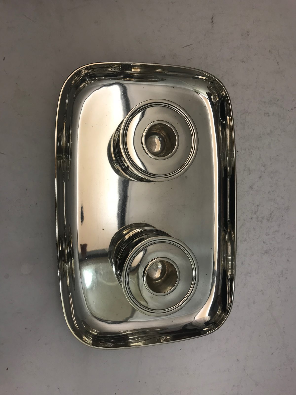 Antique silver double Inkwell made in London 1916 by Sebastian Henry ...